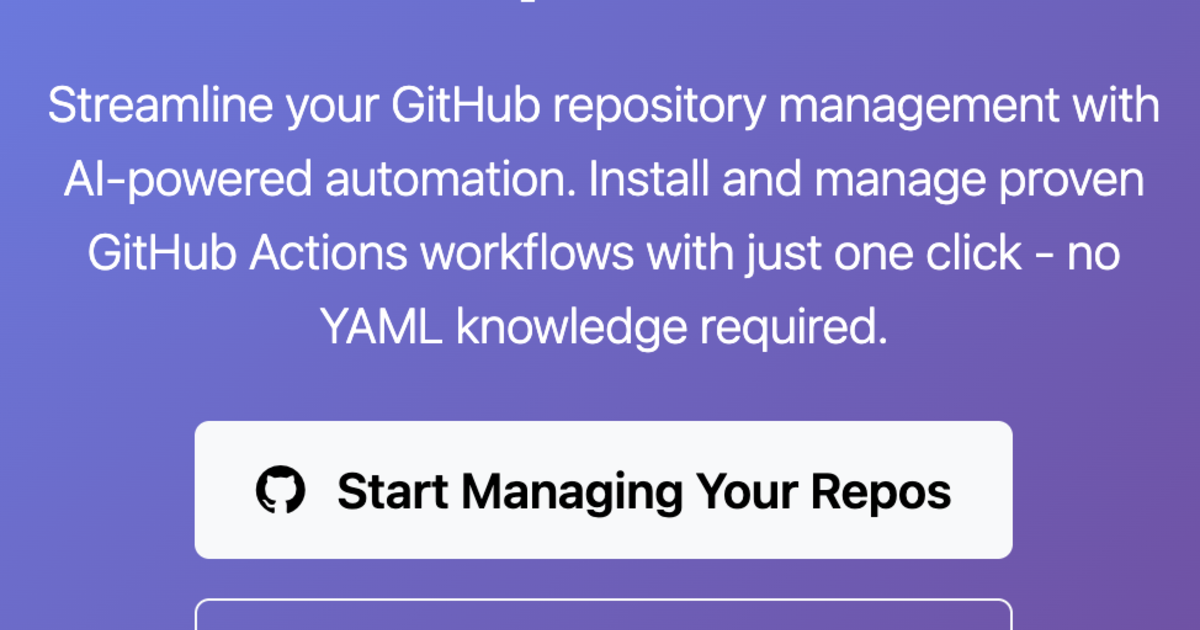 RepoWrench - AI-Powered GitHub Actions Manager
